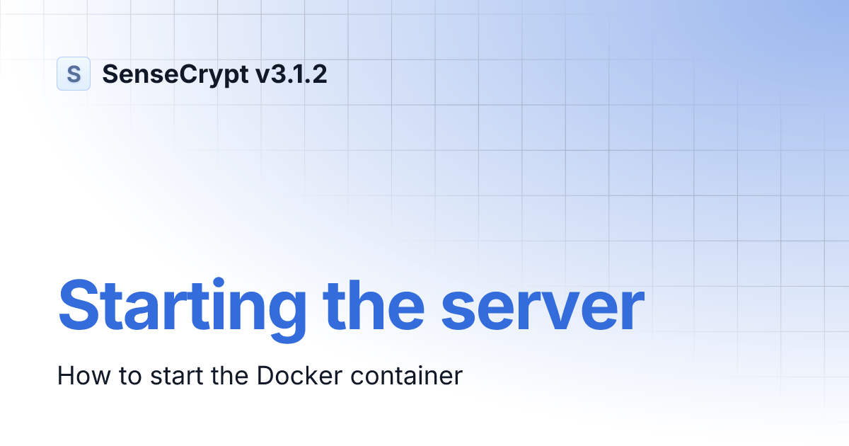 Starting the server | SenseCrypt v3.1.2